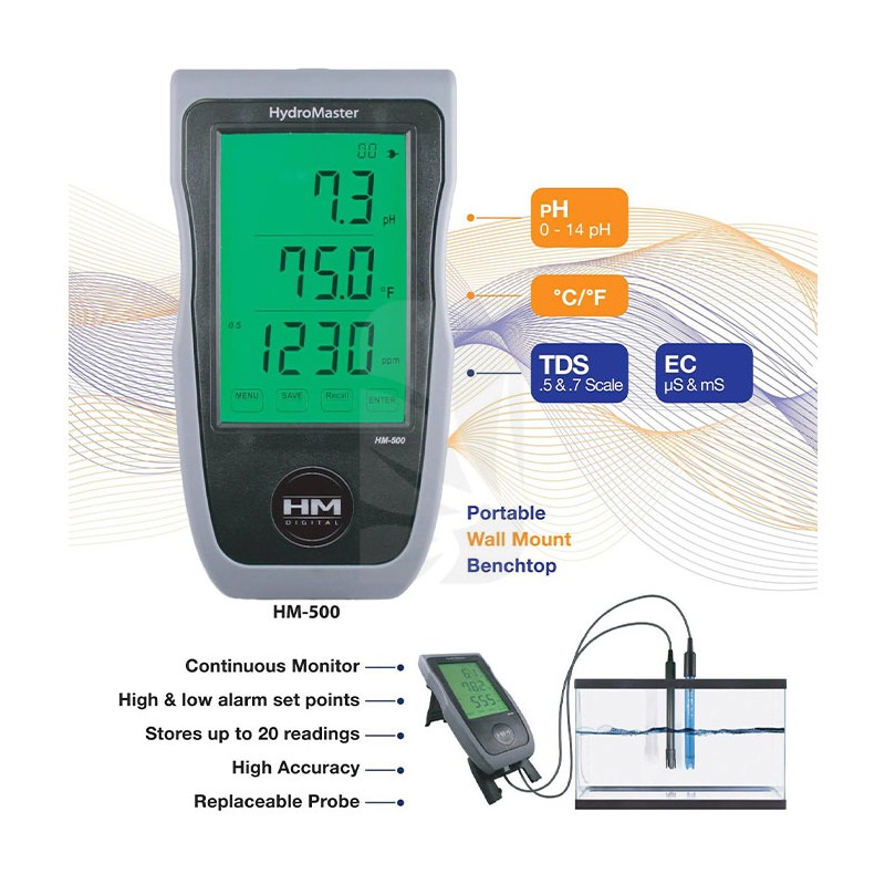 HYDROMASTER HM-500 (ºC/ºF,PH,EC,TDS) - Todo en 1